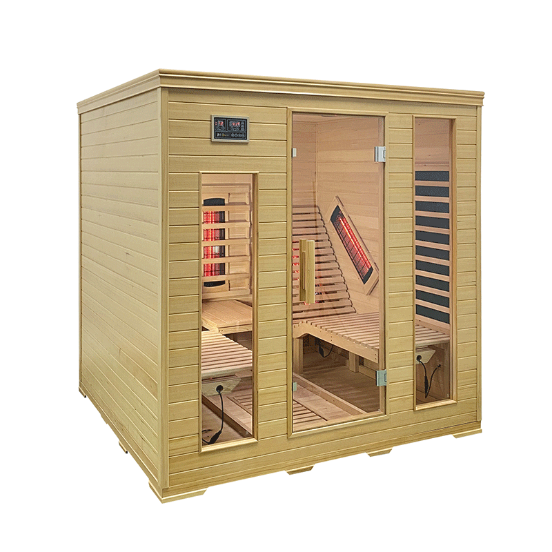 Wooden hemlock luxury sauna room with lay-down sauna chair - KDY